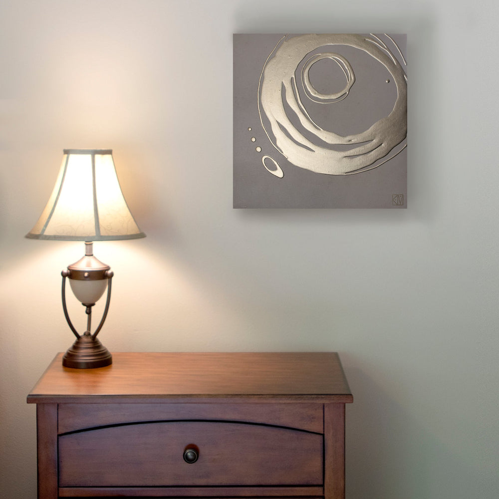Orbit II ~ 16"x16" ~ Original painting on panel with raised gold swirl